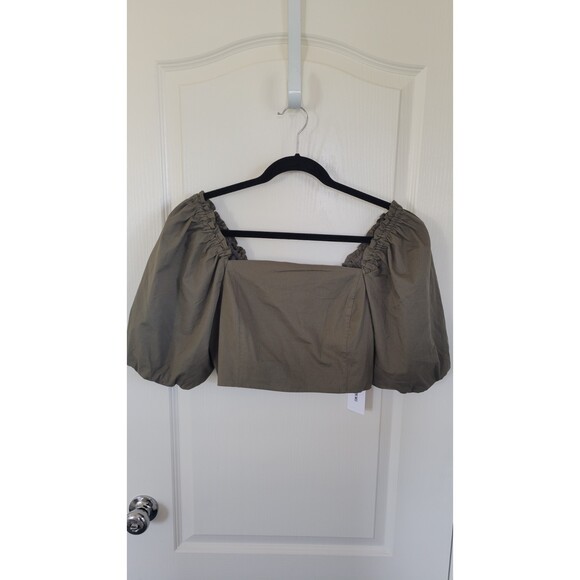 Jason Wu | Tops | Jason Wu Top Balloon Puff Sleeve Crop Top Dark Olive ...